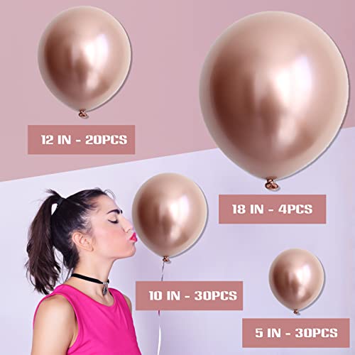 Metallic Rose Gold Balloons, 86pcs 18/12/10/5 Inch Different Sizes Metallic Rose Gold Balloon Garland Arch kit for Wedding Valentines Baby Shower Birthday Christmas Party Decorations (Rose Gold)