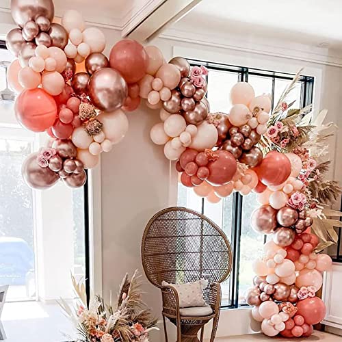 Metallic Rose Gold Balloons, 86pcs 18/12/10/5 Inch Different Sizes Metallic Rose Gold Balloon Garland Arch kit for Wedding Valentines Baby Shower Birthday Christmas Party Decorations (Rose Gold)