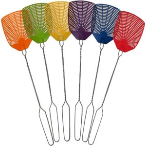 bug & fly swatter – braided metal handle 6 pack fly swatters – indoor/outdoor – flyswatter