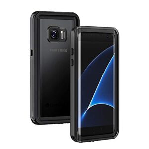 lanhiem samsung galaxy s7 edge case, ip68 waterproof dustproof shockproof case with built-in screen protector, full body sealed underwater protective clear cover for samsung s7 edge (black)