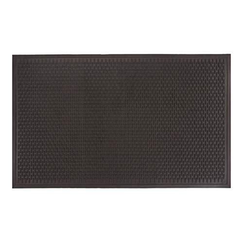 Amazon Basics Outdoor/Indoor Rubber Scraper Commercial Mat 3x5 Staggered Oval Pattern Black