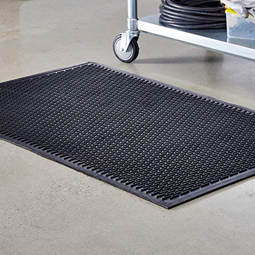 Amazon Basics Outdoor/Indoor Rubber Scraper Commercial Mat 3x5 Staggered Oval Pattern Black