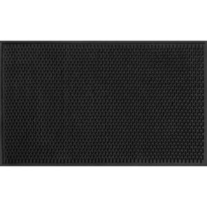 Amazon Basics Outdoor/Indoor Rubber Scraper Commercial Mat 3x5 Staggered Oval Pattern Black