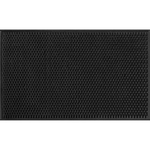 Amazon Basics Outdoor/Indoor Rubber Scraper Commercial Mat 3x5 Staggered Oval Pattern Black