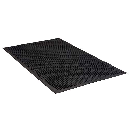 Amazon Basics Outdoor/Indoor Rubber Scraper Commercial Mat 3x5 Staggered Oval Pattern Black