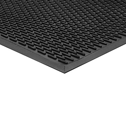 Amazon Basics Outdoor/Indoor Rubber Scraper Commercial Mat 3x5 Staggered Oval Pattern Black