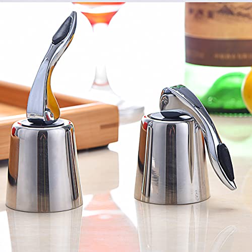 NEWKITCHEN Wine Stoppers Set of 2, Wine Bottle Stopper Stainless Steel, Wine Corks Saver Keep Wine Fresh, Wine Gifts Accessories for Wine Lover