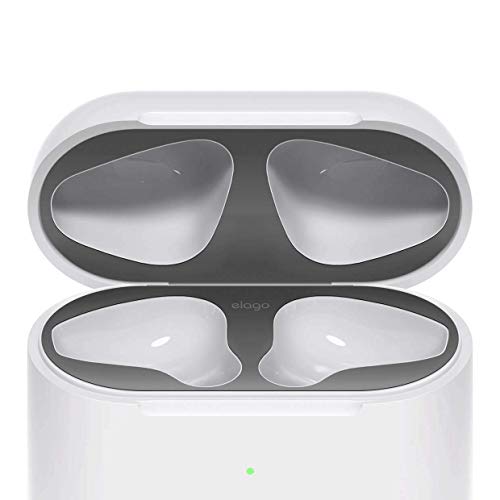 elago Dust Guard (Matte Space Grey, 1 Set) Dust-Proof Metal Cover, Luxurious Finish, Watch Installation Video - Compatible with Apple AirPods 2 Wireless Charging Case [US Patent Registered]