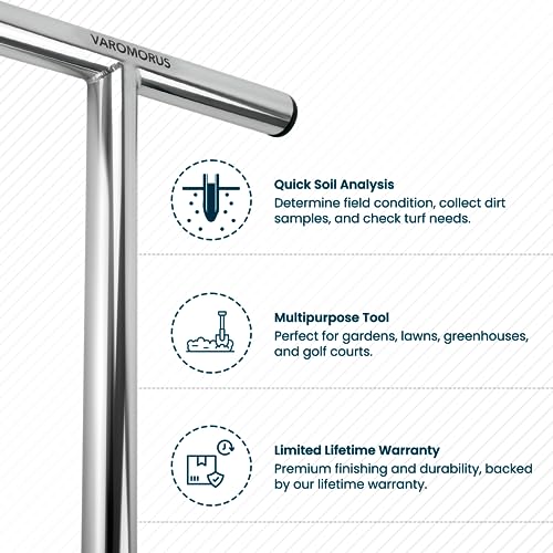 Varomorus Soil Sampler Probe 21" Stainless Steel Tubular T-Style Handle.