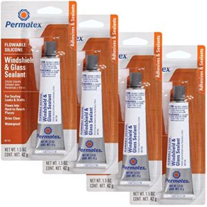 permatex 81730 flowable silicone windshield and glass sealer, 1.5 oz. - 4 pack.