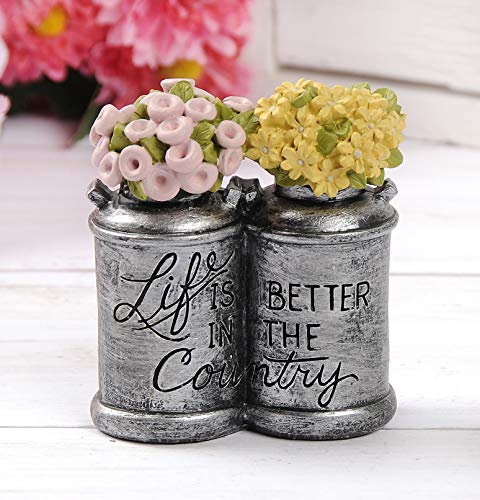 Blossom Bucket 191-12215 Life is Better in The Country CANISTERS with Flowers, Multi-Colored