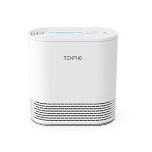 renpho air purifiers for bedroom, hepa filter air purifiers with 22db quiet 4 speed control for allergies, pets, smoke, dust, pollen, small air cleaner for home office living room kitchen, white