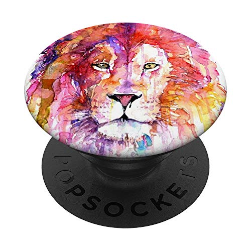 Watercolor Colorful Wild Cat Lion Pop Mount Socket PopSockets PopGrip: Swappable Grip for Phones & Tablets