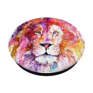 Watercolor Colorful Wild Cat Lion Pop Mount Socket PopSockets PopGrip: Swappable Grip for Phones & Tablets