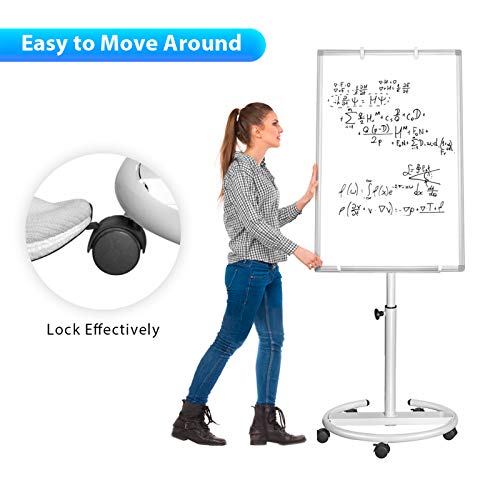 Mobile Whiteboard – 36 x 24 inches Portable Magnetic Dry Erase Board, 3' x 2' Stand Easel White Board Dry Erase Easel Standing Board w/Flipchart Hooks