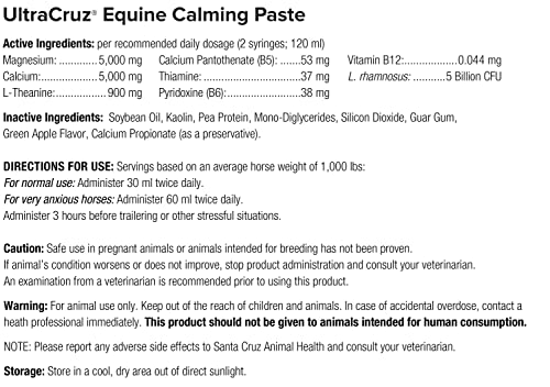 UltraCruz-sc-516023 Equine Calming Supplement for Horses, 6 X 60 ml, Paste