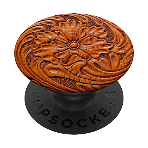 Flower Art Horse Saddle Orange Look Of Leather Artful Design PopSockets PopGrip: Swappable Grip for Phones & Tablets