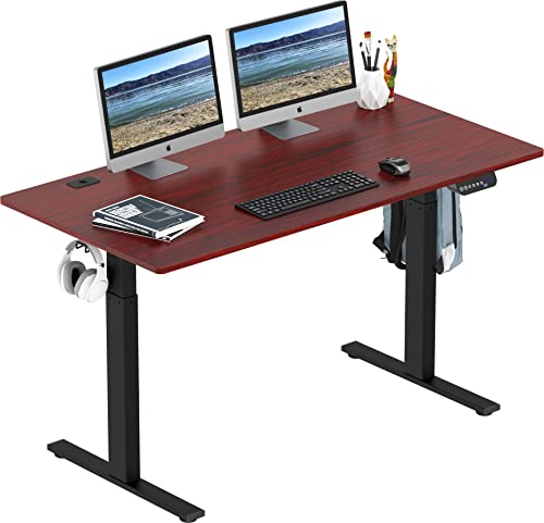 SHW 55-Inch Large Electric Height Adjustable Standing Desk, 55 x 28 Inches, Cherry