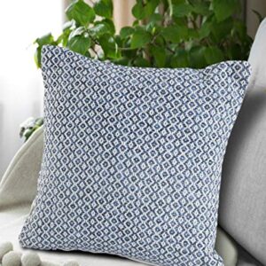 LR Home Blue Diamond Throw Pillow, 18"x18", Navy White