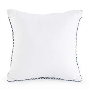 LR Home Blue Diamond Throw Pillow, 18"x18", Navy White