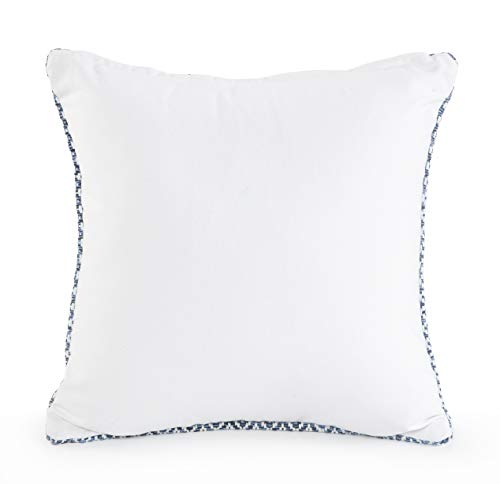 LR Home Blue Diamond Throw Pillow, 18"x18", Navy White