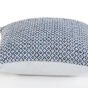 LR Home Blue Diamond Throw Pillow, 18"x18", Navy White