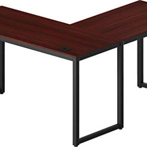 SHW Home Office 55"x60" Large L Shaped Corner Desk, Cherry