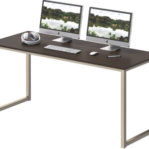 SHW Home Office 48-Inch Computer Desk, Silver/Espresso