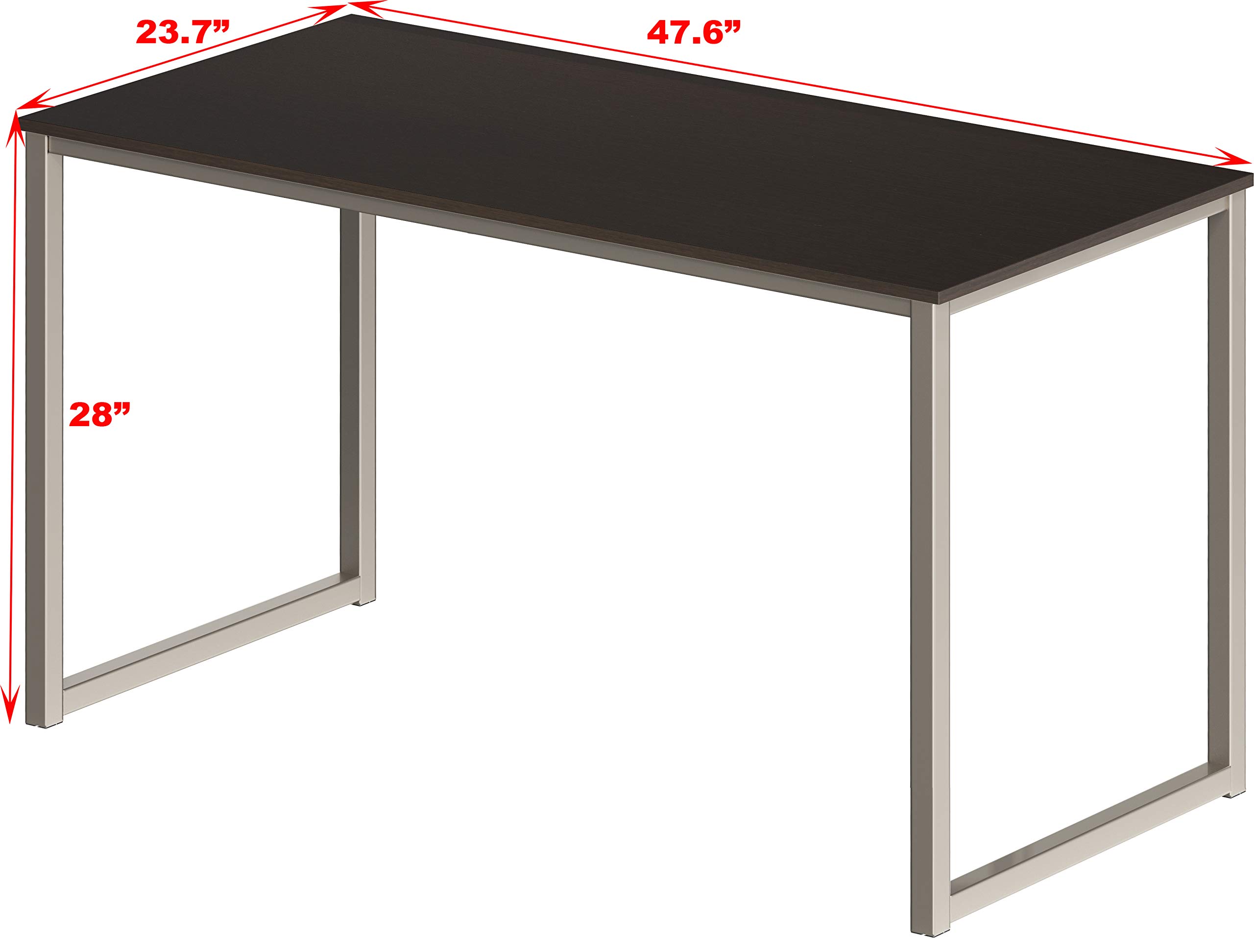 SHW Home Office 48-Inch Computer Desk, Silver/Espresso