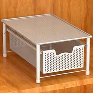 simple houseware stackable cabinet basket drawer organizer, white