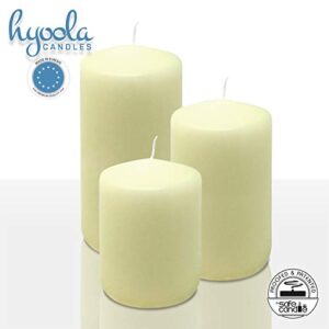 Hyoola Ivory Pillar Candles 3x6 Inch - Unscented Pillar Candles - 6-Pack - European Made