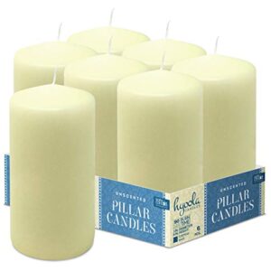 Hyoola Ivory Pillar Candles 3x6 Inch - Unscented Pillar Candles - 6-Pack - European Made