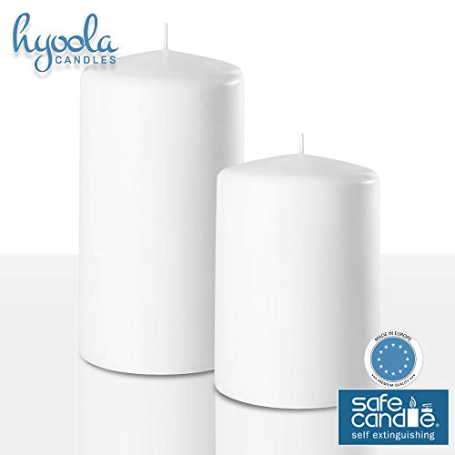 HYOOLA White Pillar Candles 2x3 Inch - Unscented Pillar Candles - Set of 4 - European Made