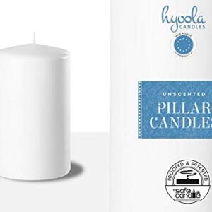 HYOOLA White Pillar Candles 2x3 Inch - Unscented Pillar Candles - Set of 4 - European Made