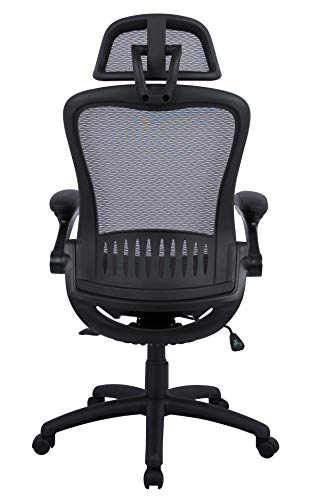 Amazon Basics Adjustable High-Back Mesh Chair with Flip-up Arms and Head Rest – Grey