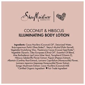 SheaMoisture Coconut Oil and Hibiscus Illuminating Body Lotion for Dull, Dry Skin, 13 Fl Oz