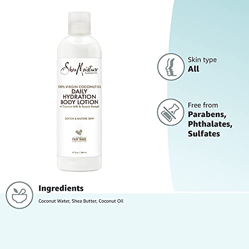 SheaMoisture 100% virgin coconut oil daily hydration body lotion moisturizer, 13 Fluid Ounce