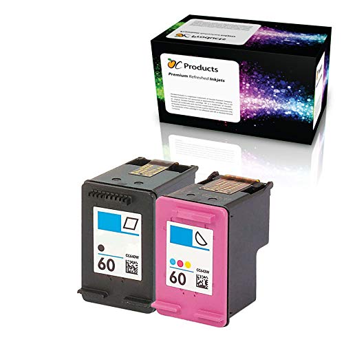 OCProducts Refilled Ink Cartridge Replacement for HP 60 for Envy 120 114 Deskjet F4480 F4210 D1660 F4400 Printers (1 Black 1 Color)