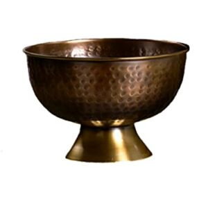 Serene Spaces Living Large Antique Style Hammered Copper Decorative Bowl, Rustic Home Accent Bowls for Flowers, Potpourri, Keys, For Coffee Table, Entryway Console, Measures 5" Tall & 8.25" Diameter