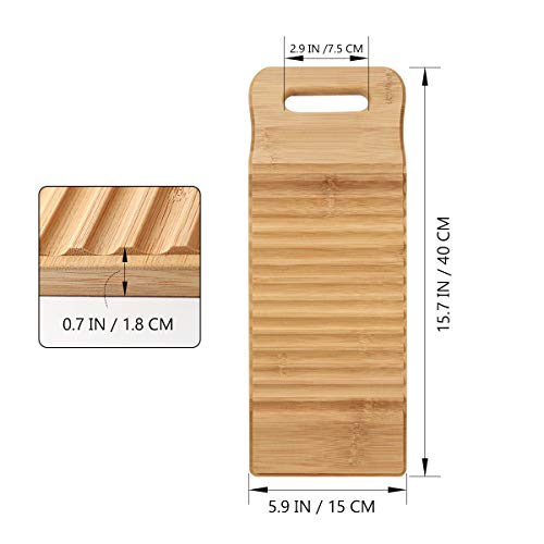 Bamboo Wood Washing Clothes Washboard Laundry Washboard Hand Wash Board for Home(15.7x5.9x0.7INCH/40X15X1.8CM)