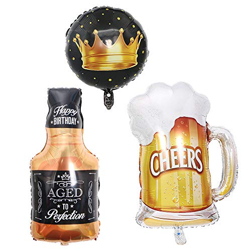 Beer Balloon Corona Beer Balloons23" Giant Foil Balloon Party Decoration 35 " Aged to Pperfection Balloon Whiskey Bottle Super Shape Mylar Foil Balloon, Engagement Decorations，Black/Brown