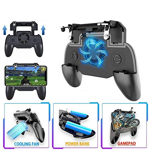 Bestyu Gaming Trigger Phone Aim Shoot Joystick Controller with Cooling Fan (4000mAh) for PUBG Android iOS iPhone Xs Max XR X 8 7 6S Plus Samsung Galaxy S9+ S8+ Note 9/8