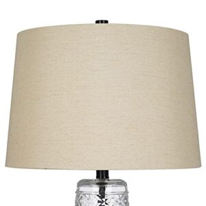 Catalina 21543-000 Transitional 3-Way Textured Clear Glass Tall Table Lamp with Linen Shade, 29"