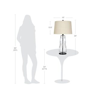 Catalina 21543-000 Transitional 3-Way Textured Clear Glass Tall Table Lamp with Linen Shade, 29"