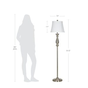 Catalina Lighting 21549-000 Traditional 2-Way Tall Decorative Metal Floor Lamp with Linen Shade, Brushed Steel