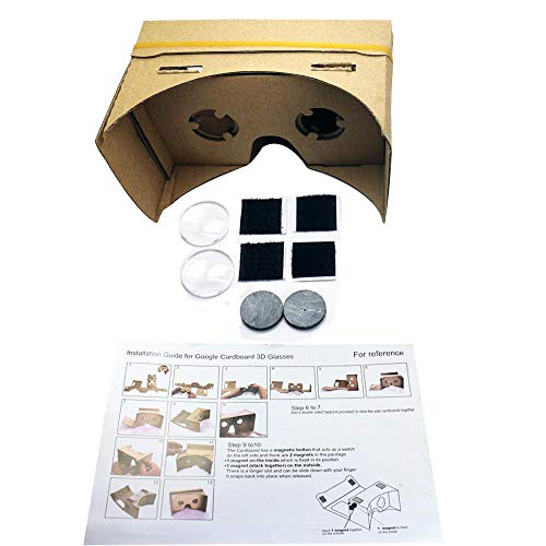 Google Cardboard,2 Pack VR Headsets,DIY 3D Glasses Cardboard Box with Clear Optical Lens and Comfortable Head Strap for All 4-6 Inch Smartphones