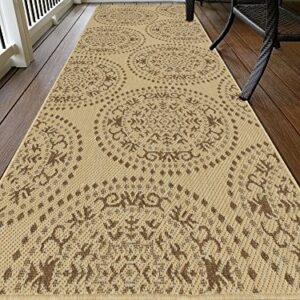 Silk Road Concepts Collection Rugs, 2'7" x 7', Beige Medallion