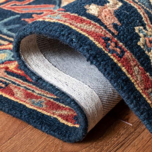 SAFAVIEH Heritage Collection Accent Rug - 4' x 6', Red & Navy, Handmade Traditional Oriental Wool, Ideal for High Traffic Areas in Entryway, Living Room, Bedroom (HG920Q)