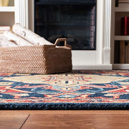 SAFAVIEH Heritage Collection Accent Rug - 4' x 6', Red & Navy, Handmade Traditional Oriental Wool, Ideal for High Traffic Areas in Entryway, Living Room, Bedroom (HG920Q)