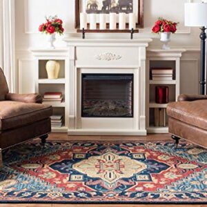 SAFAVIEH Heritage Collection Accent Rug - 4' x 6', Red & Navy, Handmade Traditional Oriental Wool, Ideal for High Traffic Areas in Entryway, Living Room, Bedroom (HG920Q)